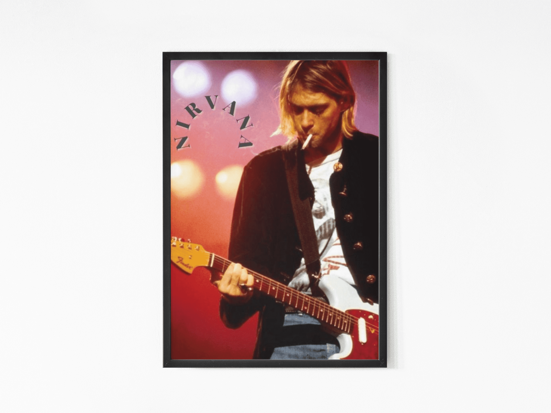 Nirvana Kurt Cobain Wall Art Glass Framed Poster For Bedroom Boy S