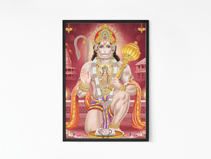 Majestic Lord Hanuman Wall Art | Glass Framed Poster For Devotional ...