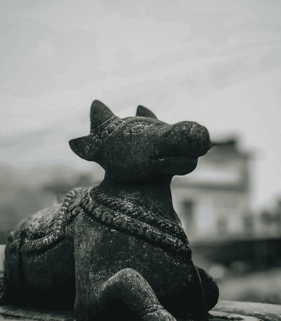 Iconic Nandi Deity Statue Wall Art | Glass Framed Poster For Devotional ...