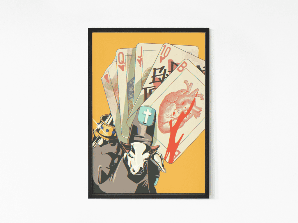Stack Of Cards Wall Art | Glass Framed Poster For Home And Coffee Bar